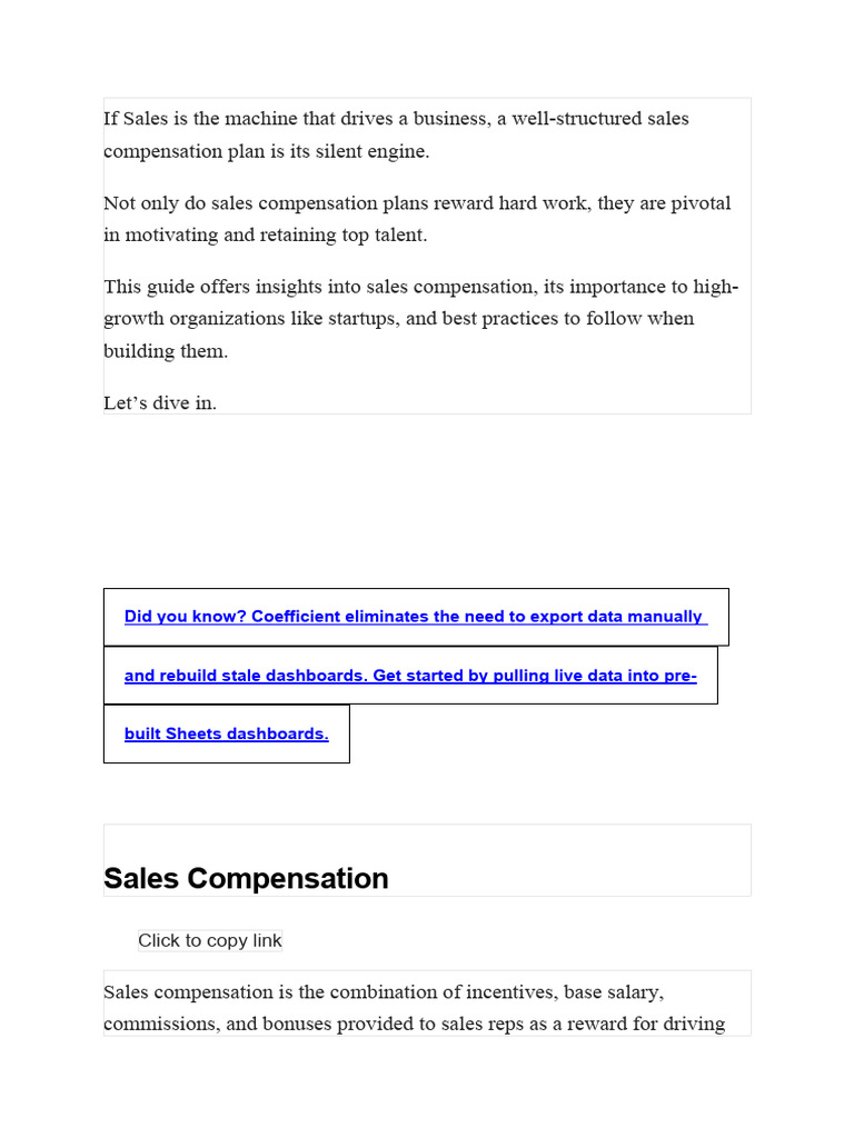 Sales Compensation | PDF | Sales | Incentive