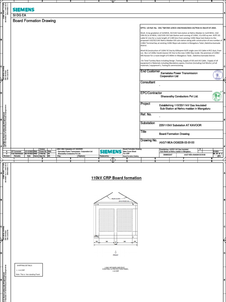220 110kV Substation at KAVOOR Board Formation Drawing | PDF ...