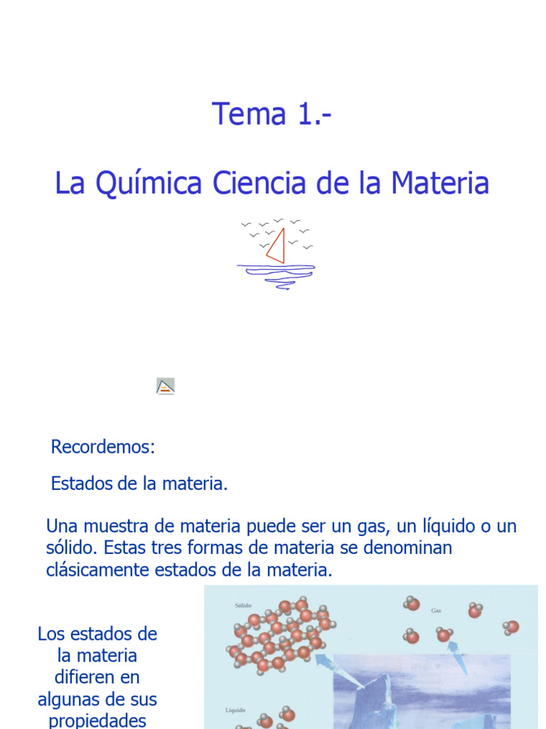 Tema 1.-Química - Ciencia de La Materia | Descargar gratis PDF | Importar | Química