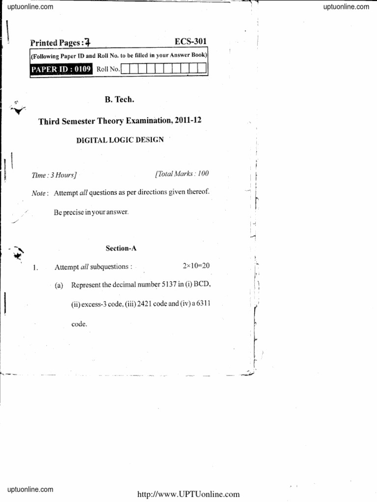Ecs-301 Digital Logic Design 2011-12 | PDF | Electronic Circuits | Electronics