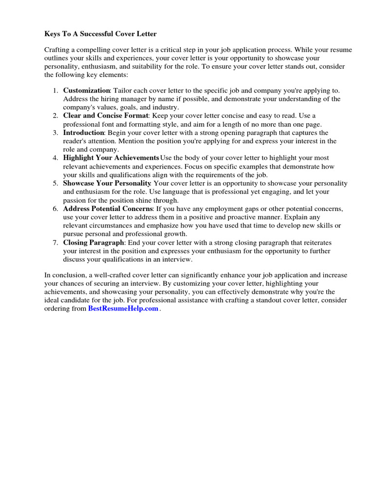 Keys To A Successful Cover Letter | PDF | Résumé | Experience