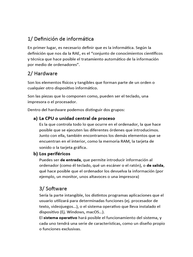 conceptos de informatica | PDF | Hardware de la computadora | Tecnología de información y ...