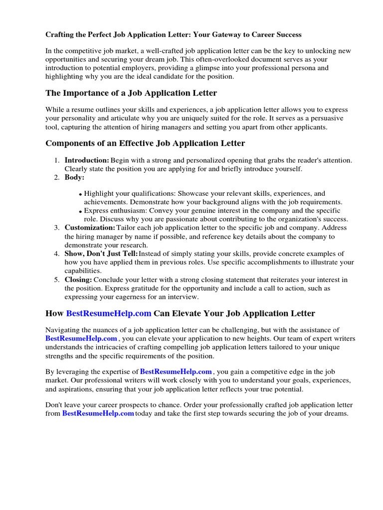 Perfect Job Application Letter Guide | PDF | Résumé | Recruitment