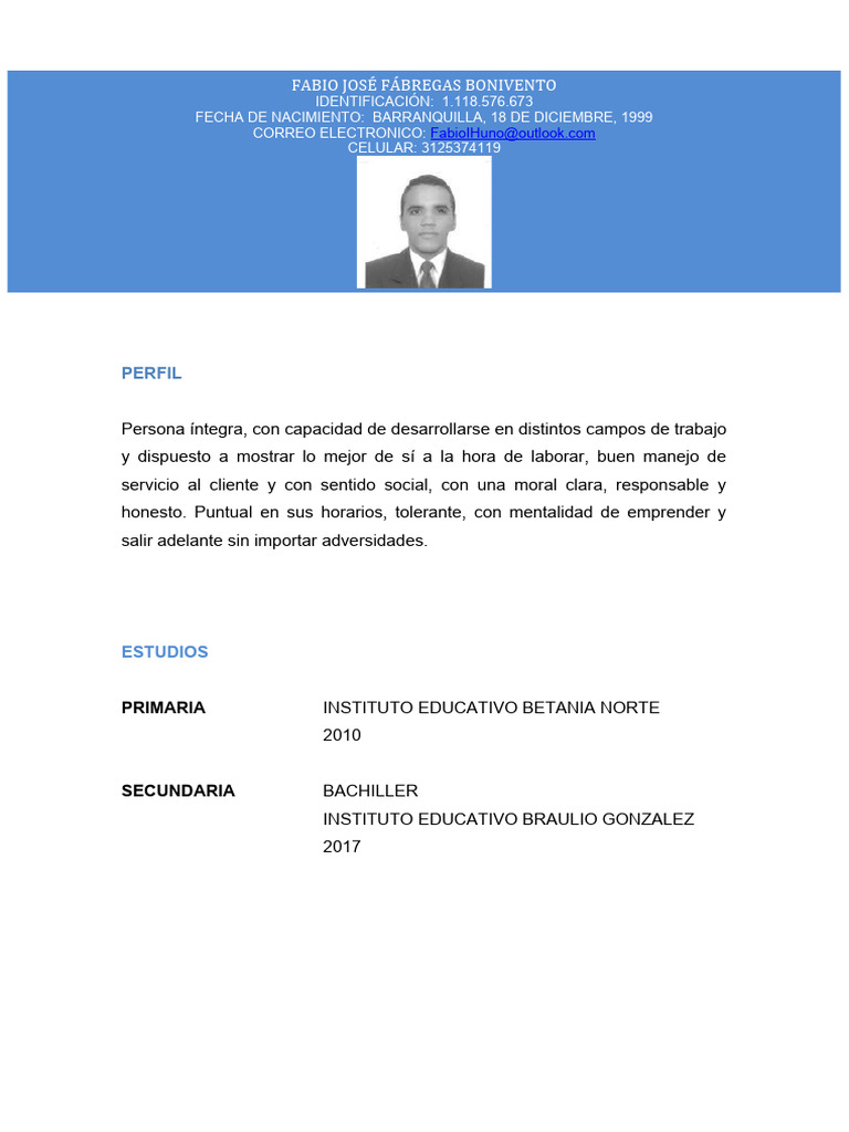 Perfil Profesional de Fabio Fábregas | PDF