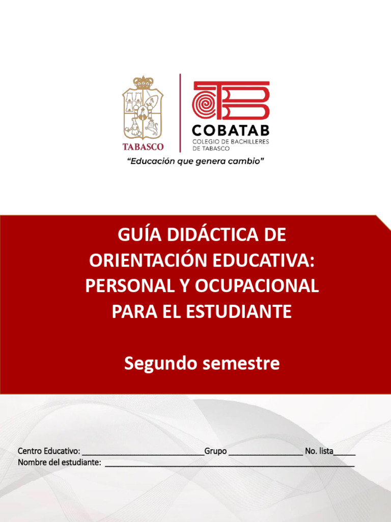 Segundo Semestre . - Guía Didáctica Del Estudiante. - Orientación Educativa Personal y ...