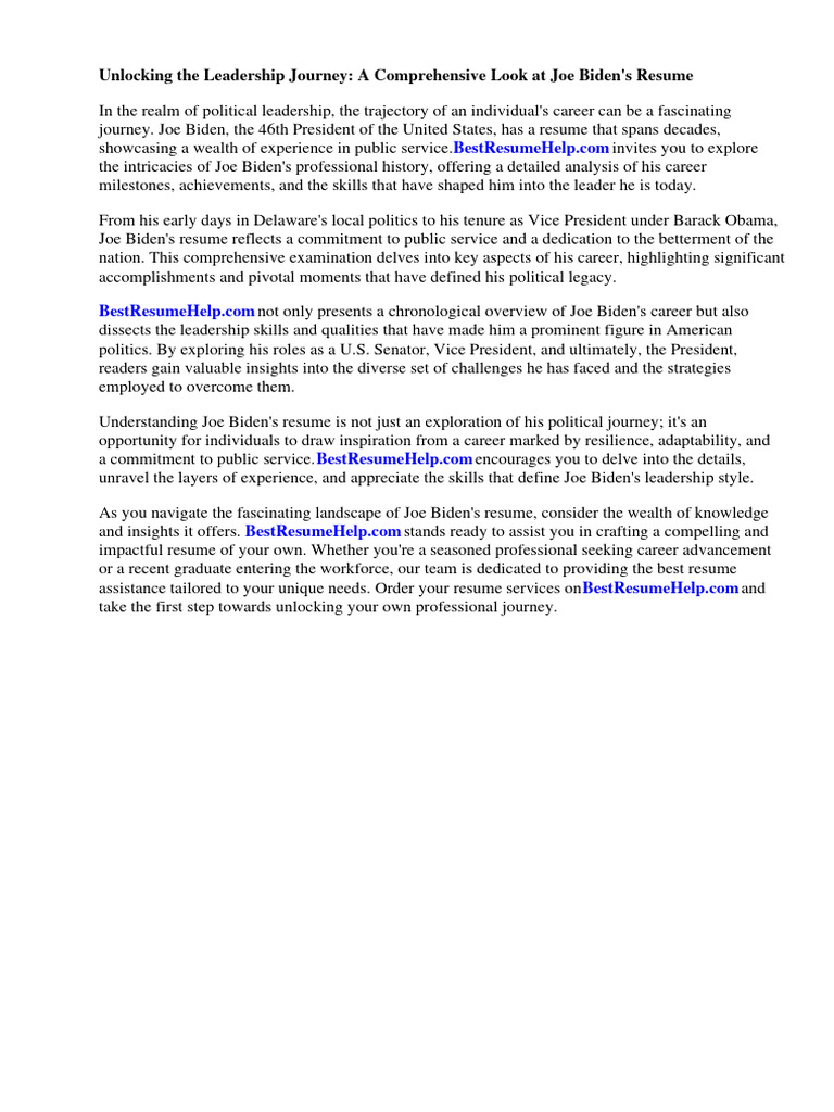 Joe Biden Resume | PDF | Joe Biden | Donald Trump
