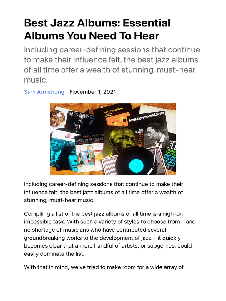 Best Jazz Albums - 81 Essential Records You Need To Hear | PDF | Jazz ...
