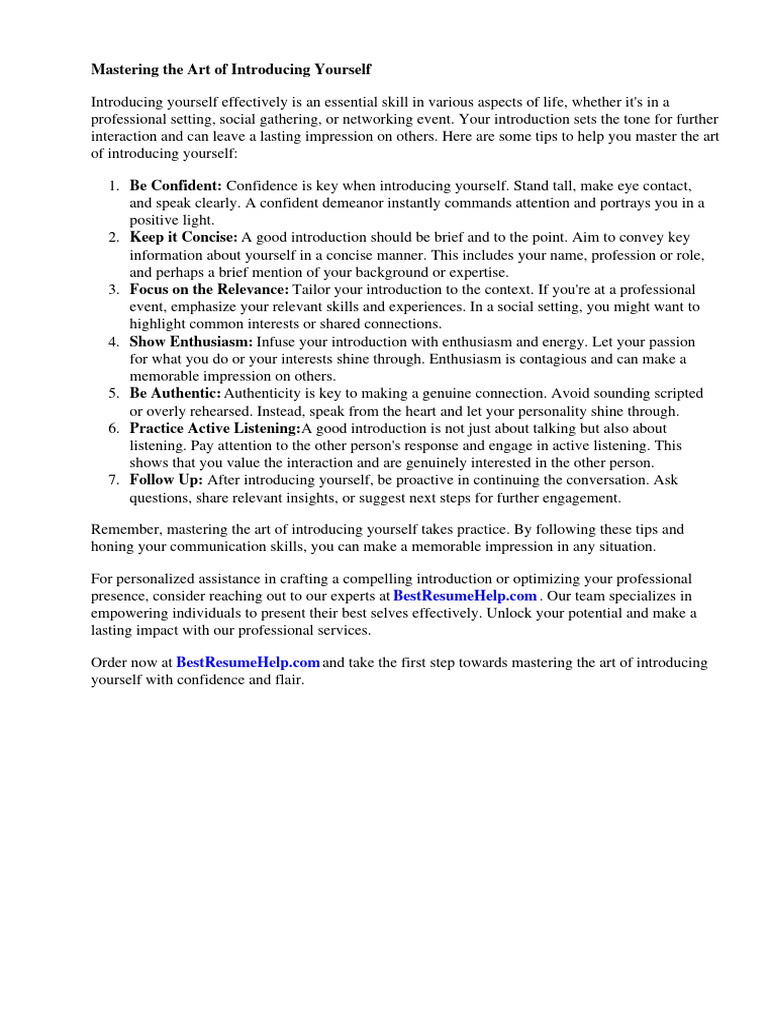 How To Introduce Yourself On A Cover Letter | PDF | Recruitment ...