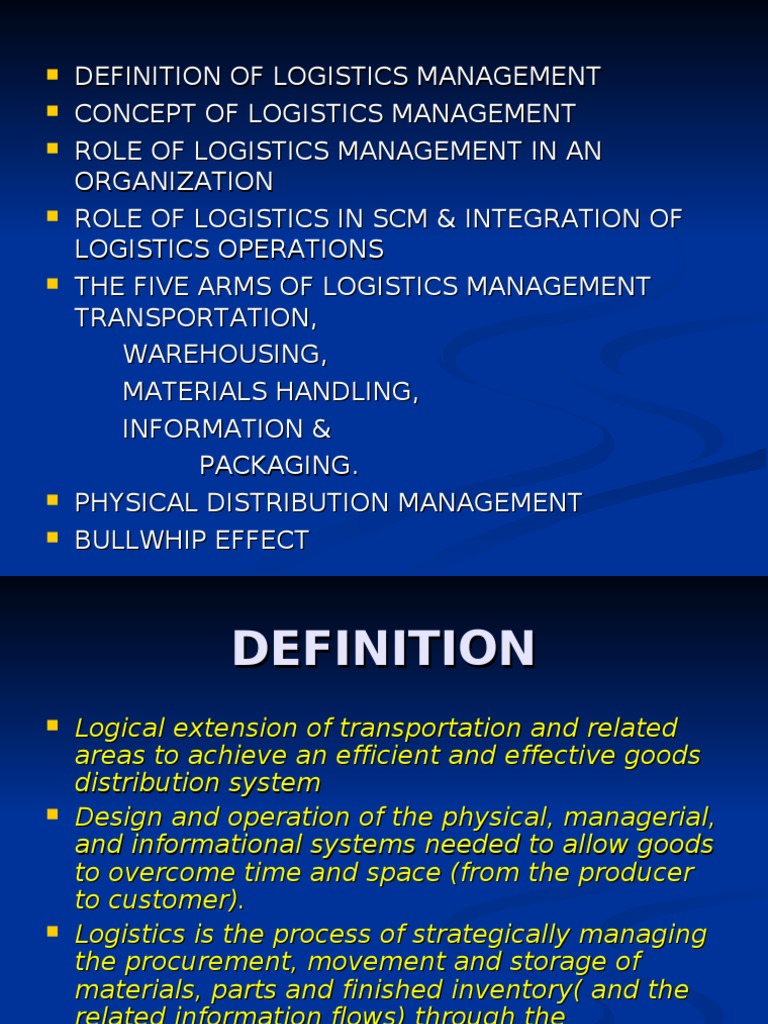 Logistics Management Overview and Concepts | PDF | Logistics | Inventory