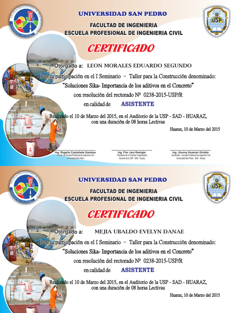certificado seminario ultimo1 | PDF | Ingeniero civil | Empleo