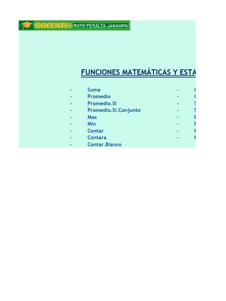 Funciones Matemáticas en Excel | PDF | Matemáticas