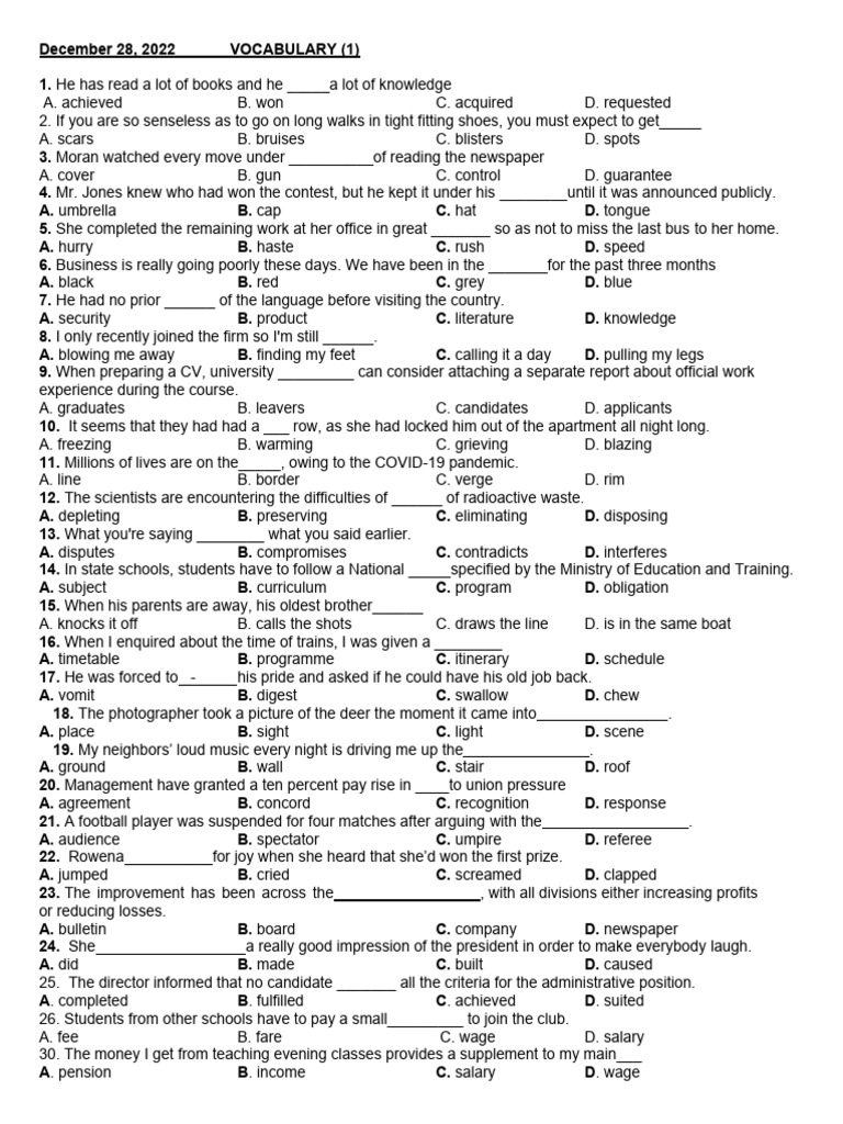 Vocab 1 | PDF | Salary