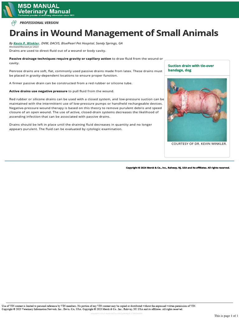 Drainsin Wound Managementof Small Animals | PDF | Medicine | Clinical ...