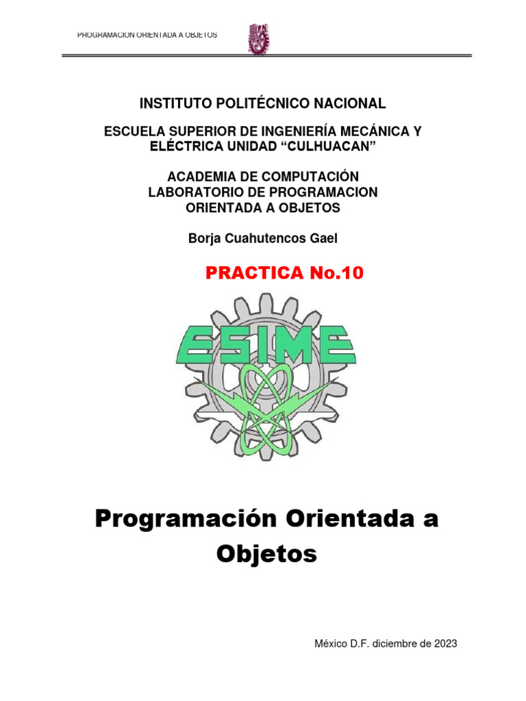 PracticaNo.10 POO-CONSTRUCTOR | PDF