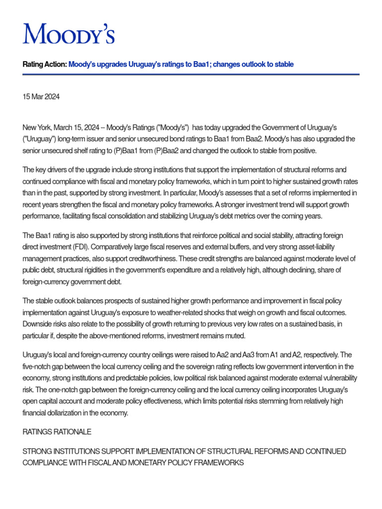 Informe Moodys | PDF | Moody's Investors Service | Credit Rating Informe Moodys | PDF | Moody's Investors Service | Credit Rating