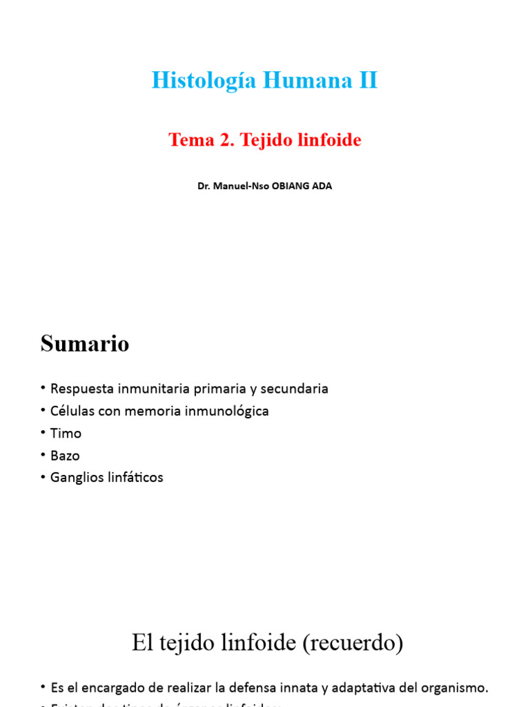 Tejido Linfoide: Funciones y Estructura | PDF | Ganglio linfático | Bazo
