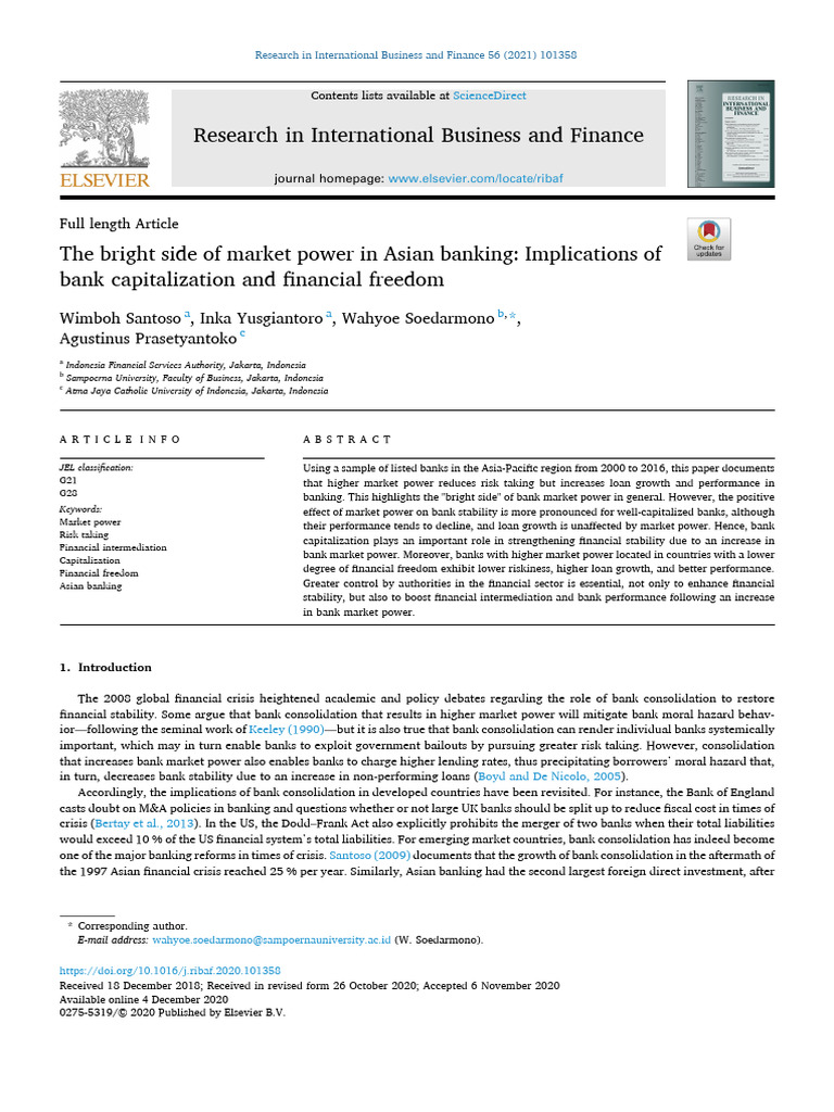 2021 RIBF Santoso - The Bright Side of Market Power in Asian Banking - Implications of Bank ...