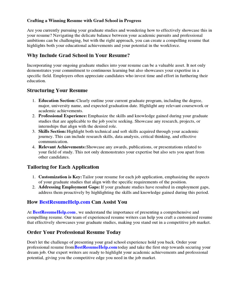 Resume With Grad School in Progress | PDF | Résumé | Postgraduate Education