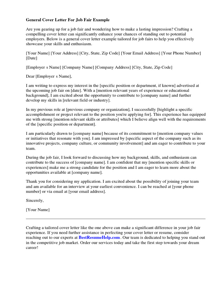 General Cover Letter For Job Fair Example | Download Free PDF | Résumé