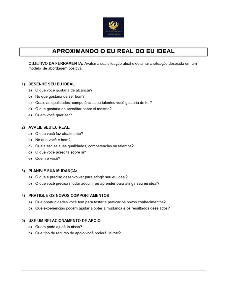 Ferramenta Dia 03 Desafio Inteligência emocional APROXIMANDO O EU REAL DO EU IDEAL | PDF