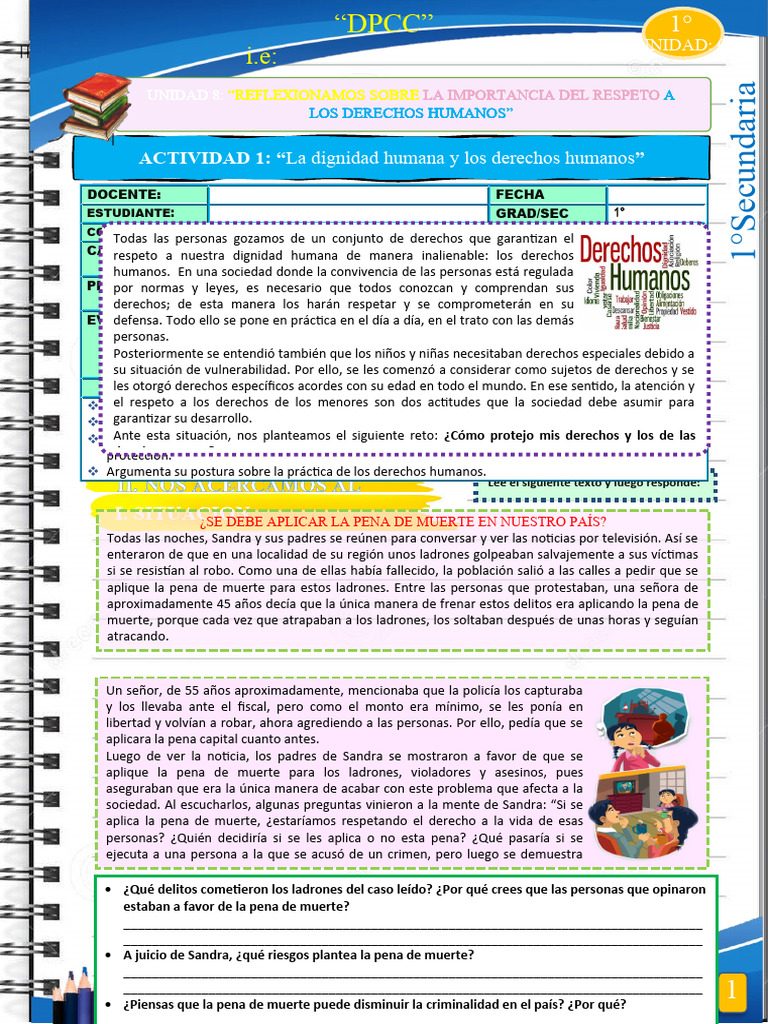 1° DPCC -ACTV.01-UND.8 2023 | PDF | Derechos humanos | Dignidad