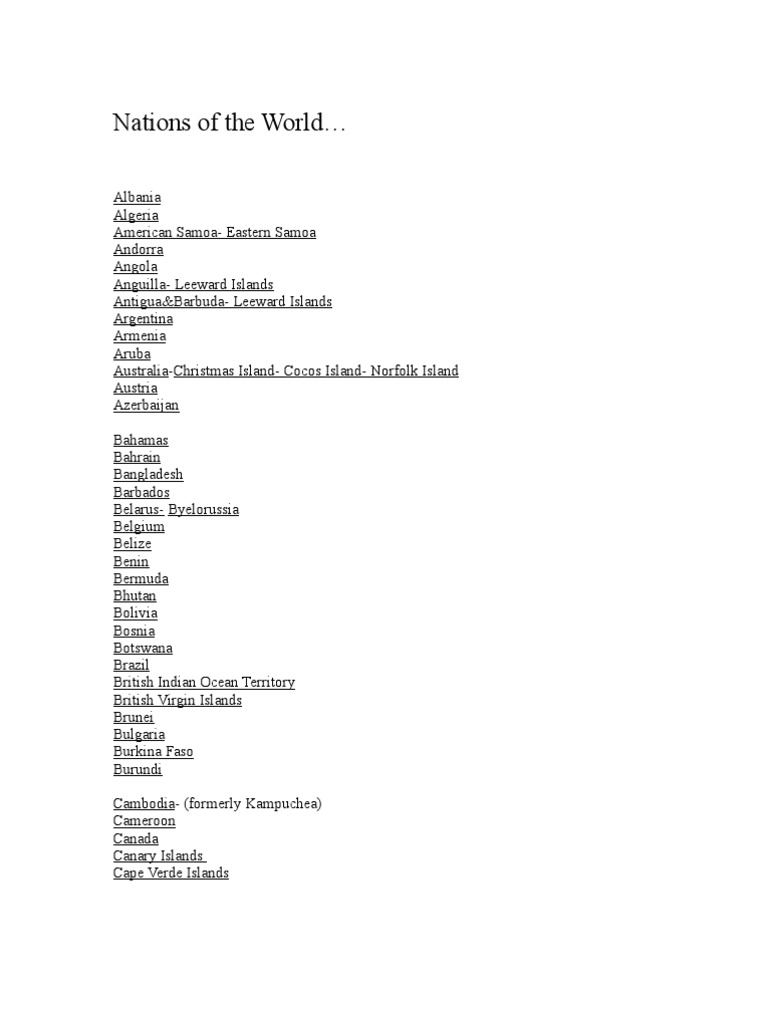 World Countries List | PDF