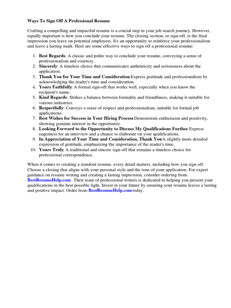 Effective Sign-Offs for Cover Letters | PDF | Résumé | Recruitment