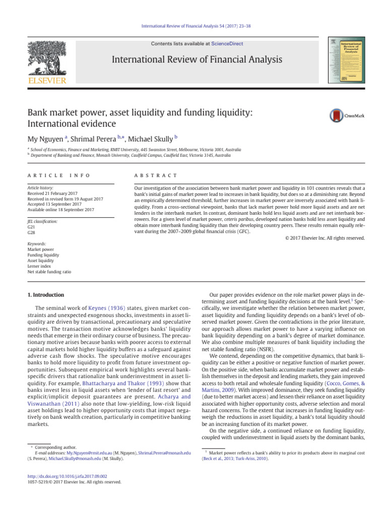 2017 IRFA Nguyen - Bank Market Power, Asset Liquidity and Funding Liquidity - International ...