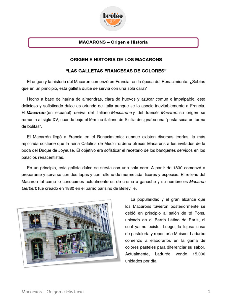 Origen e Historia Macarons 1 | PDF | Macarrón | Alimentos
