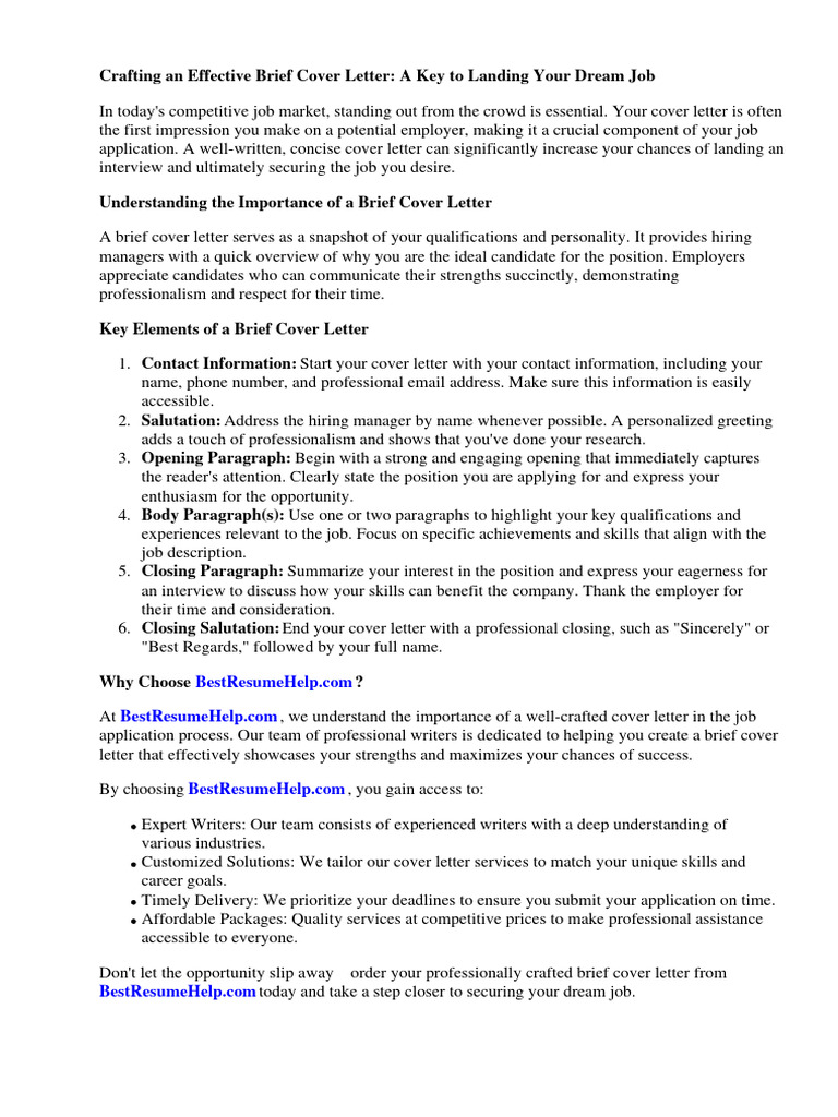 Example of a Brief Cover Letter | PDF | Résumé | Http Cookie