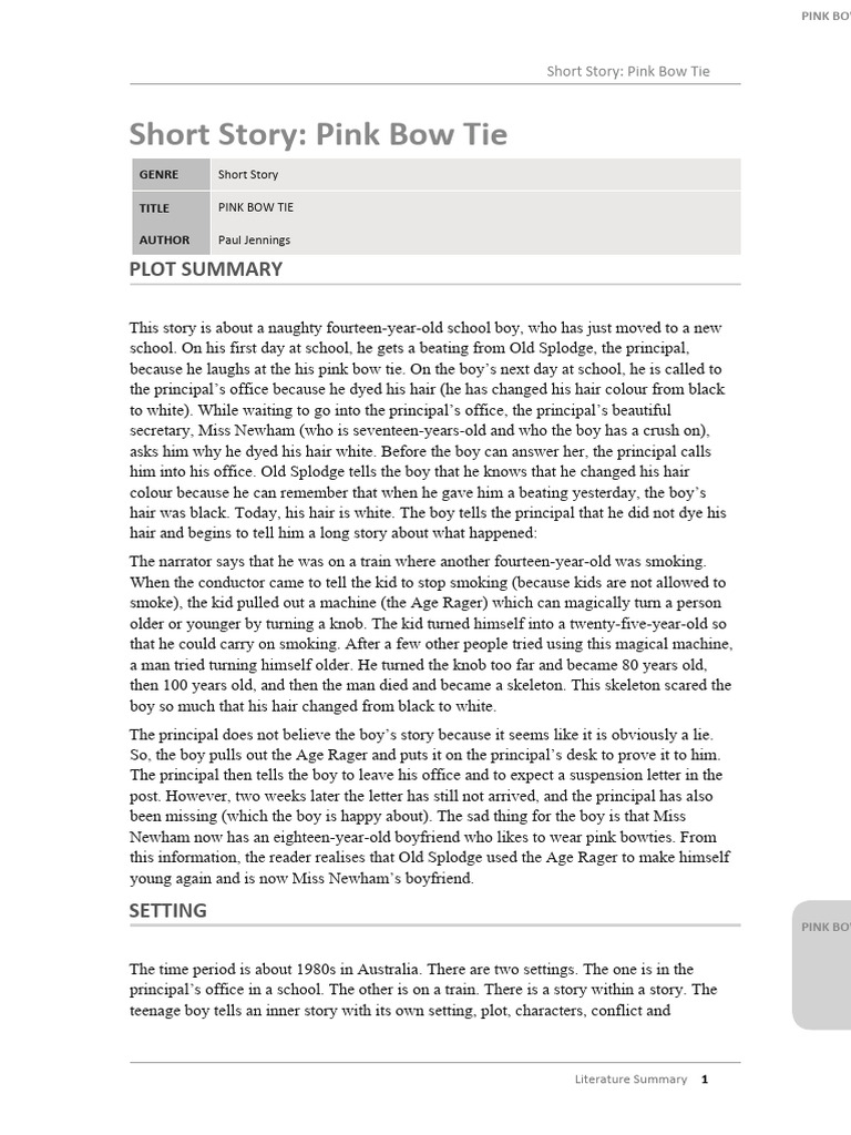 Pink Bow Tie | PDF | Narration | Plot (Narrative)