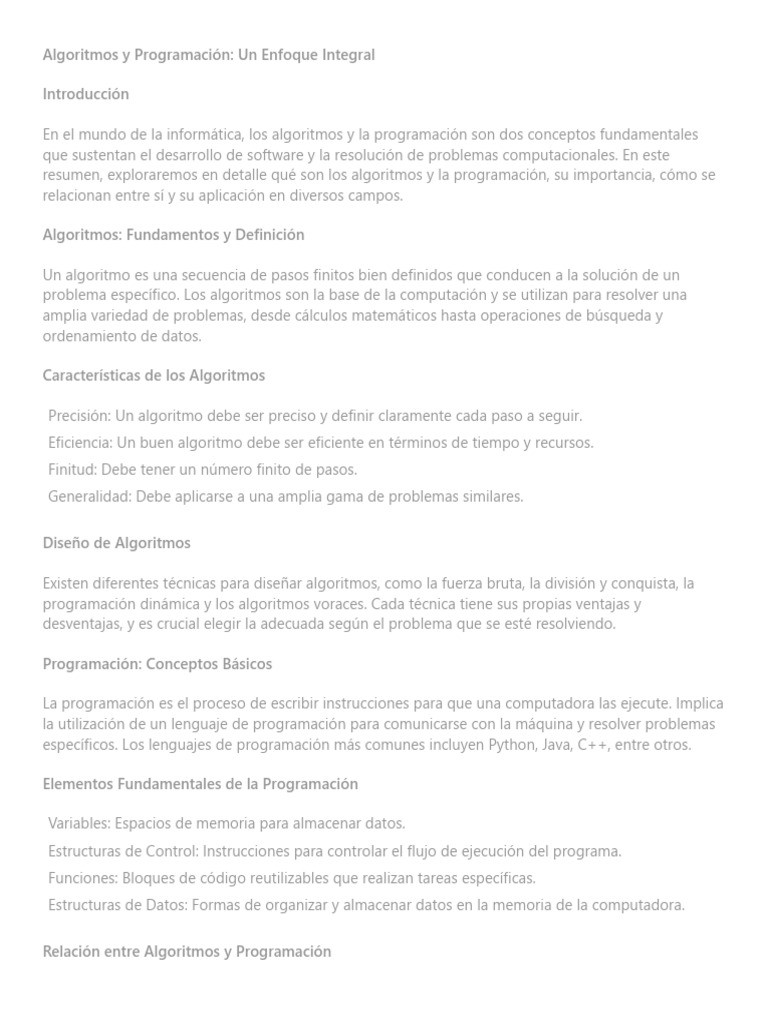 Algoritmos y Programacion - Un Enfoque Integral - Notas de Clase | PDF | Algoritmos ...