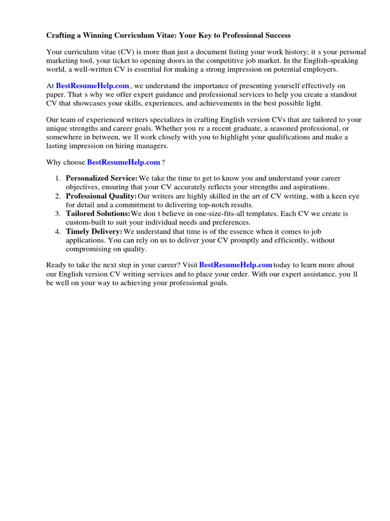 Curriculum Vitae English Version | PDF | Résumé | Curriculum