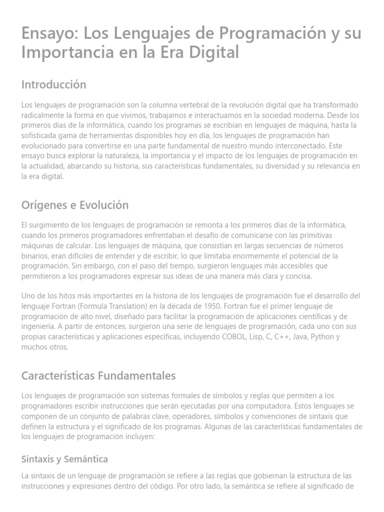 Los Lenguajes de Programacion y Su Importancia en La Era Digital ...