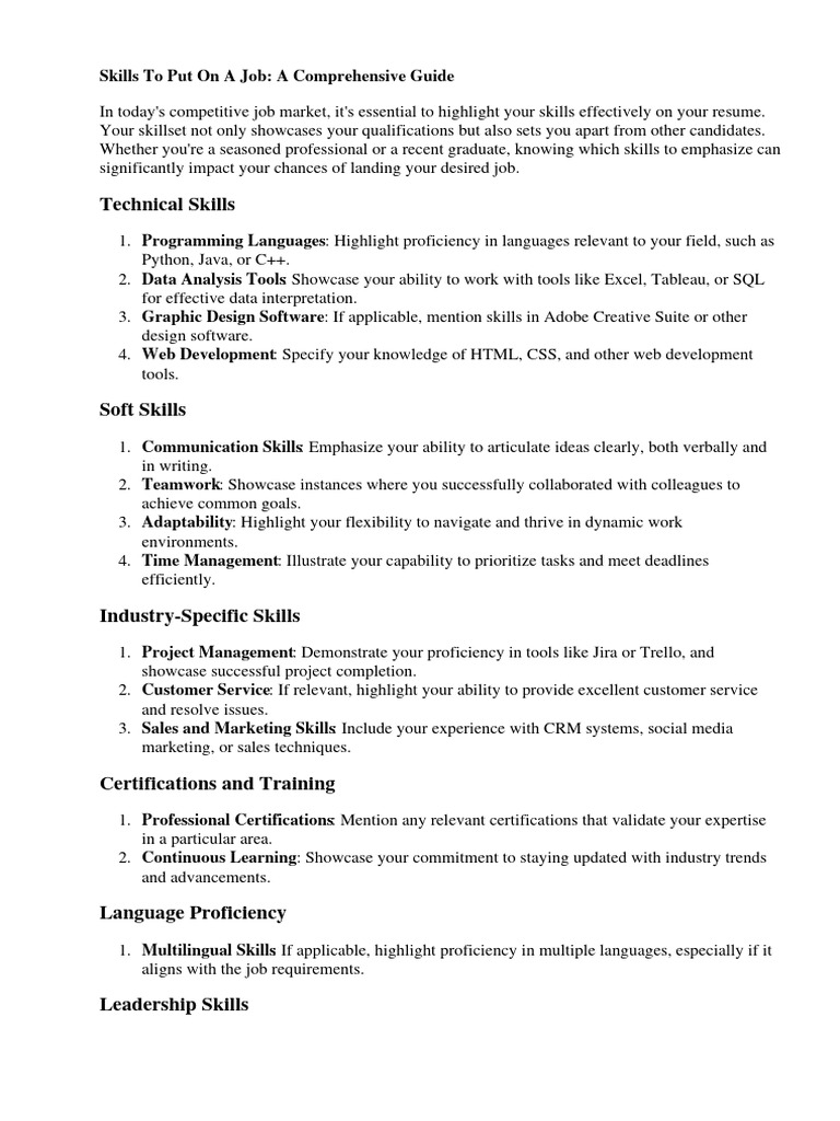 Essential Job Skills for Resumes | PDF | Résumé | Web Development