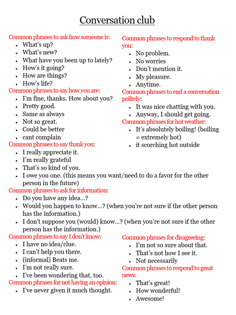 Conversation Club | PDF