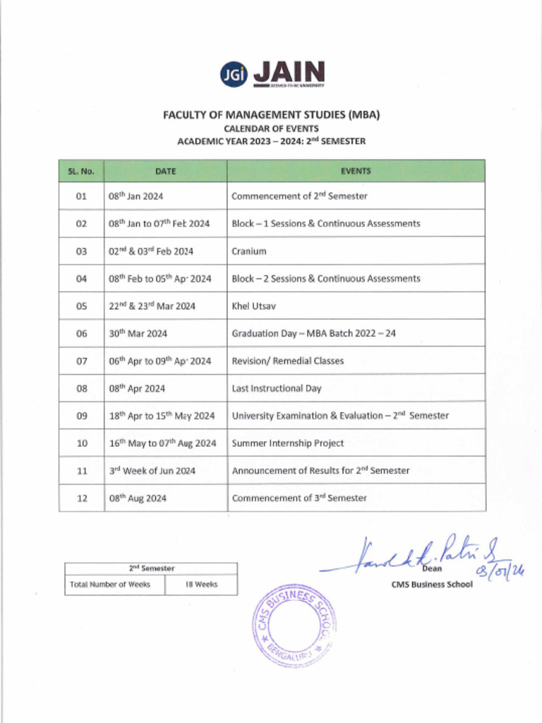 Calender of Events | PDF