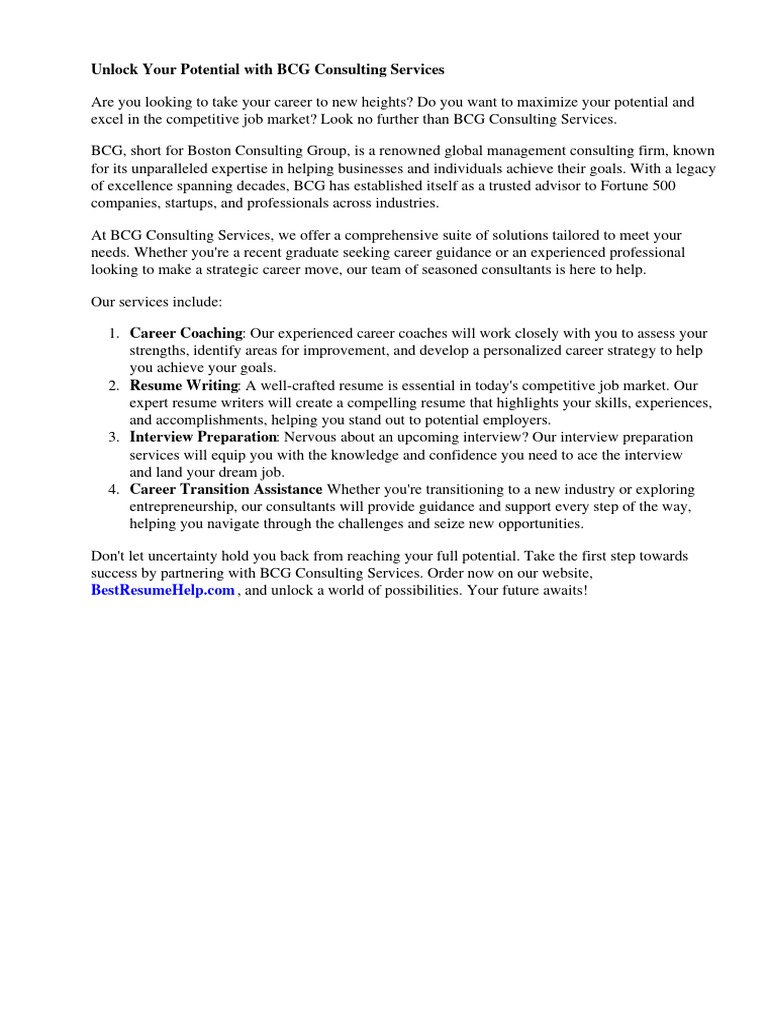BCG Cover Letter Sample | PDF | Consultant | Résumé