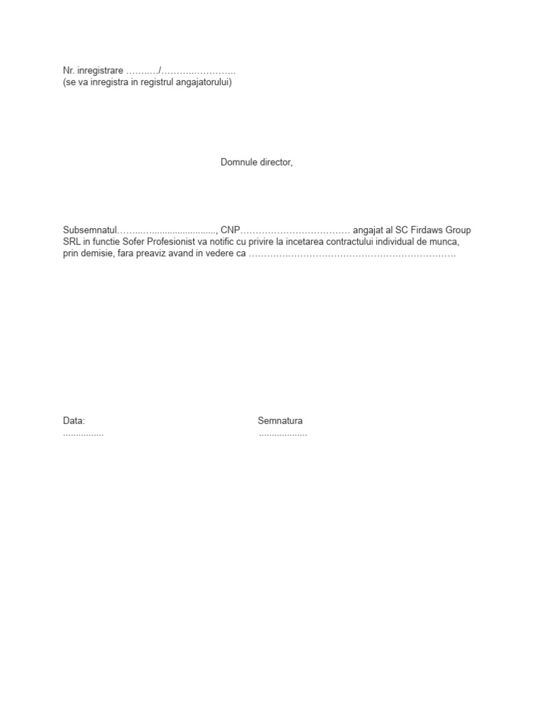 Cerere Demisie | PDF