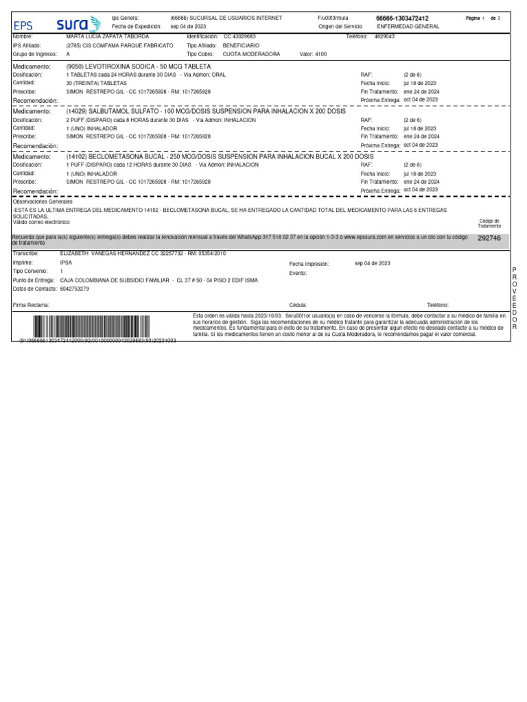 Winet Ipsa Impresion | PDF | Medicamentos con receta | Tratamientos médicos