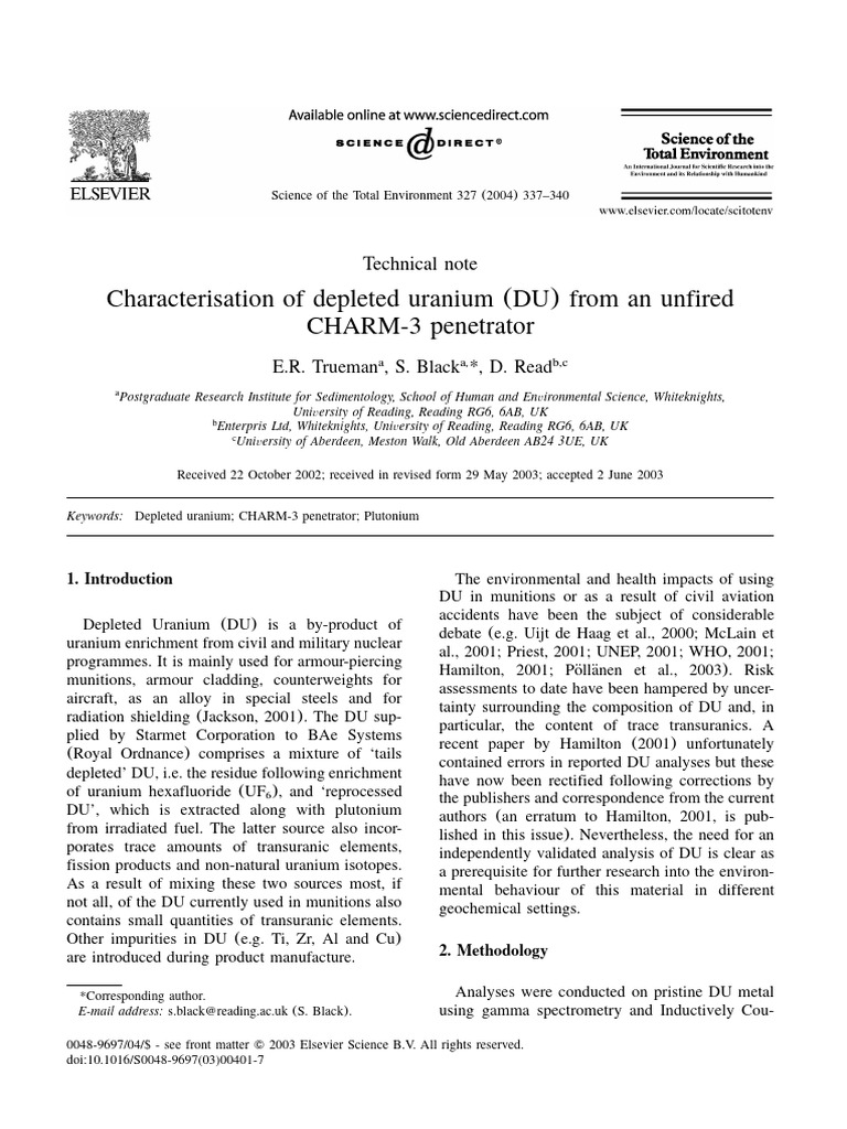 Depleted Uranium Analysis | PDF | Titanium | Plutonium