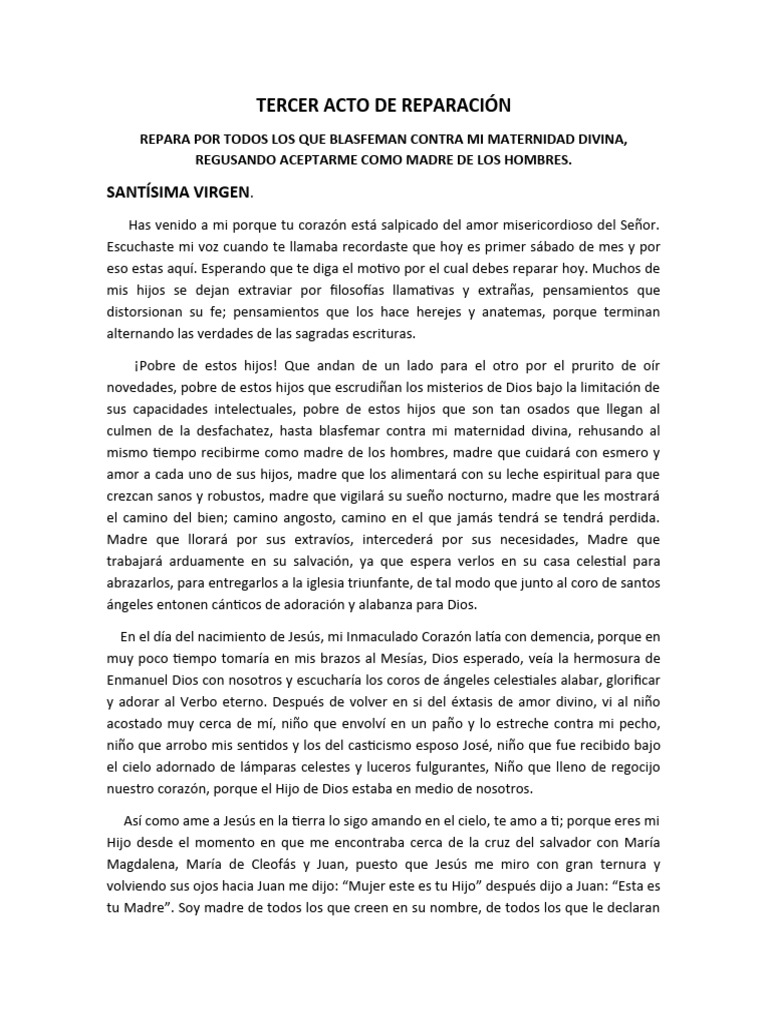 Tercer Acto de Reparación | PDF | Amor | María, madre de Jesús