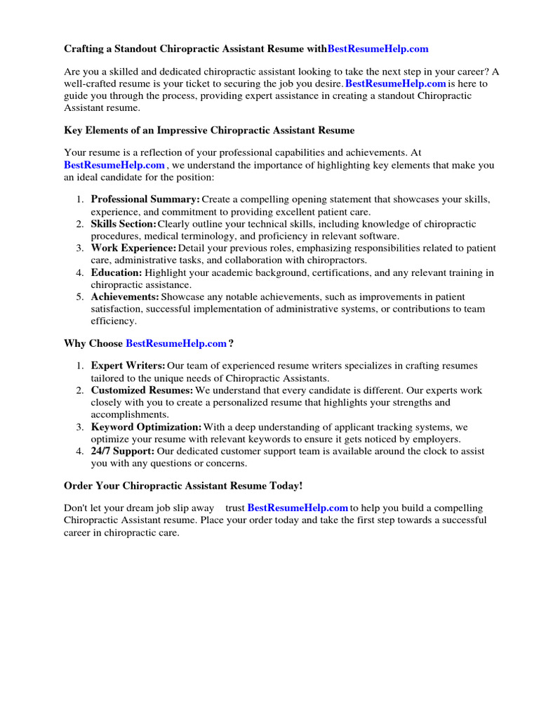 Chiropractic Assistant Resume Tips | PDF | Chiropractic | Résumé