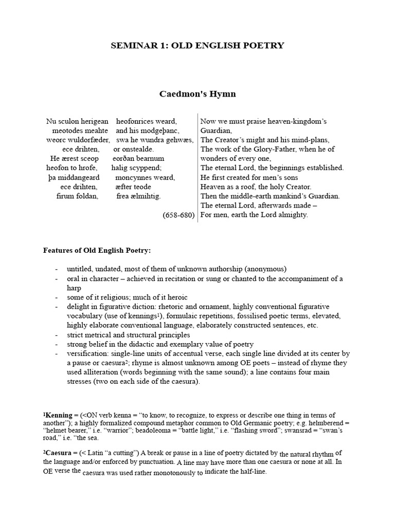 Features of Old English Poetry | PDF | Poetry | Poetics