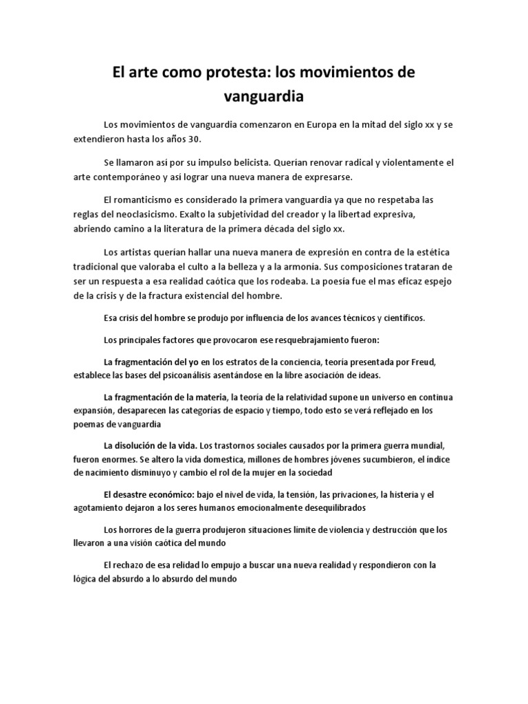 Arte y vanguardias como protesta | PDF | Vanguardia | Science