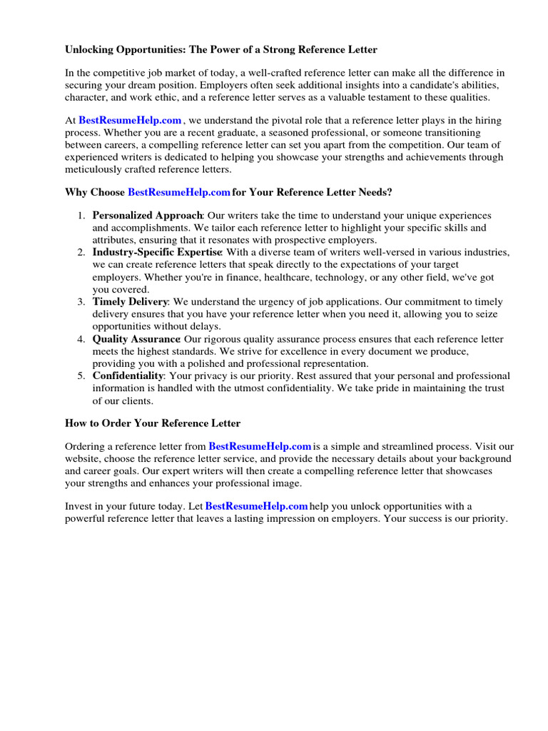 Reference Letter Model | PDF | Employment | Leadership