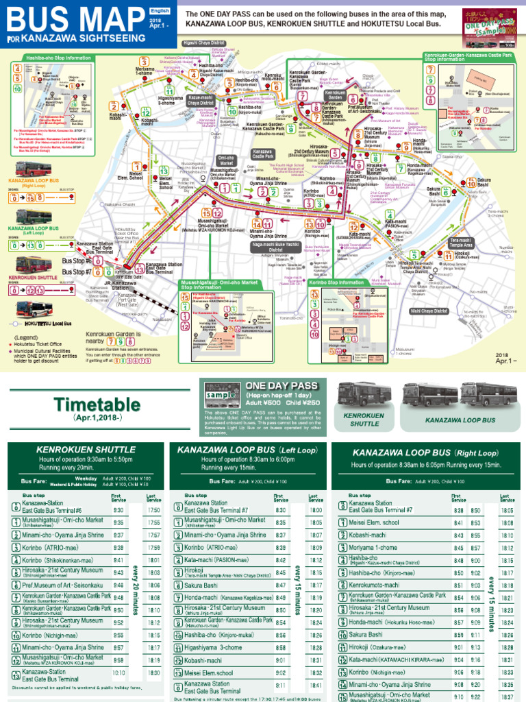 Kanazawa Bus Map | PDF | Public Transport | Bus Transport