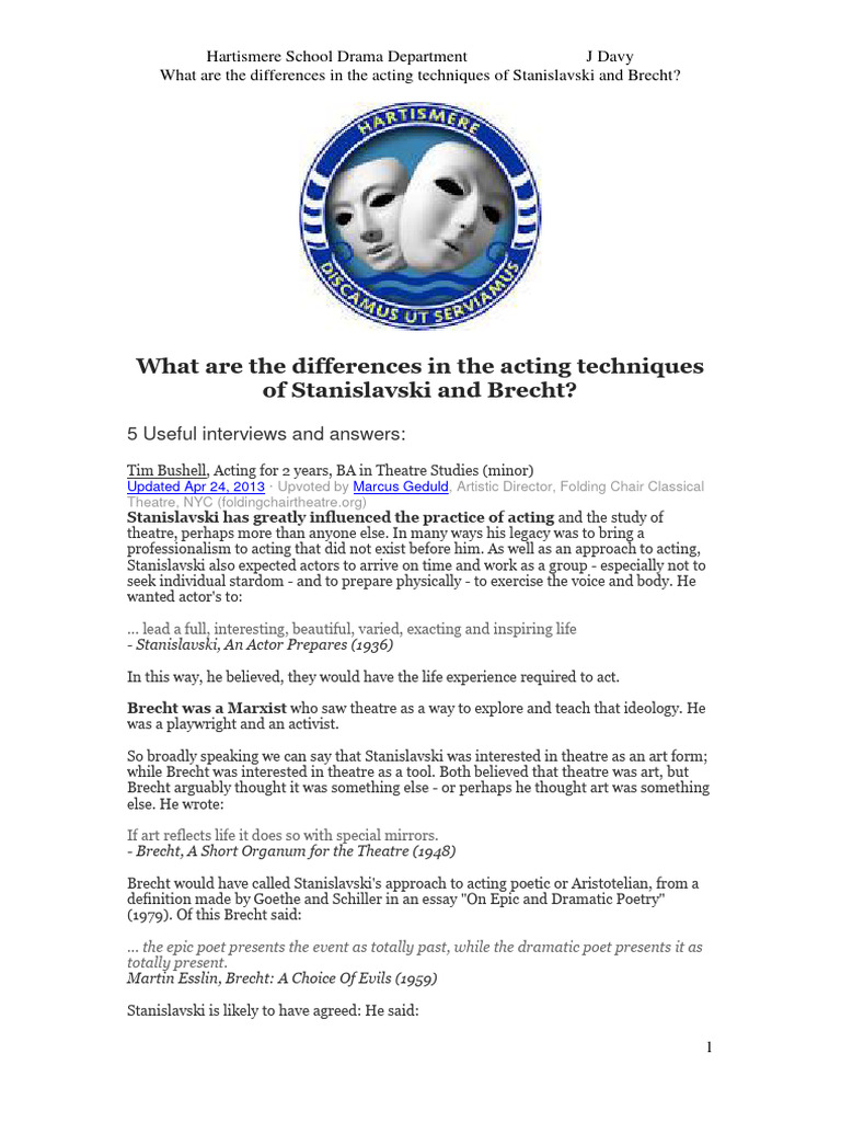 What Are The Differences in The Acting Techniques of Stanislavski and ...