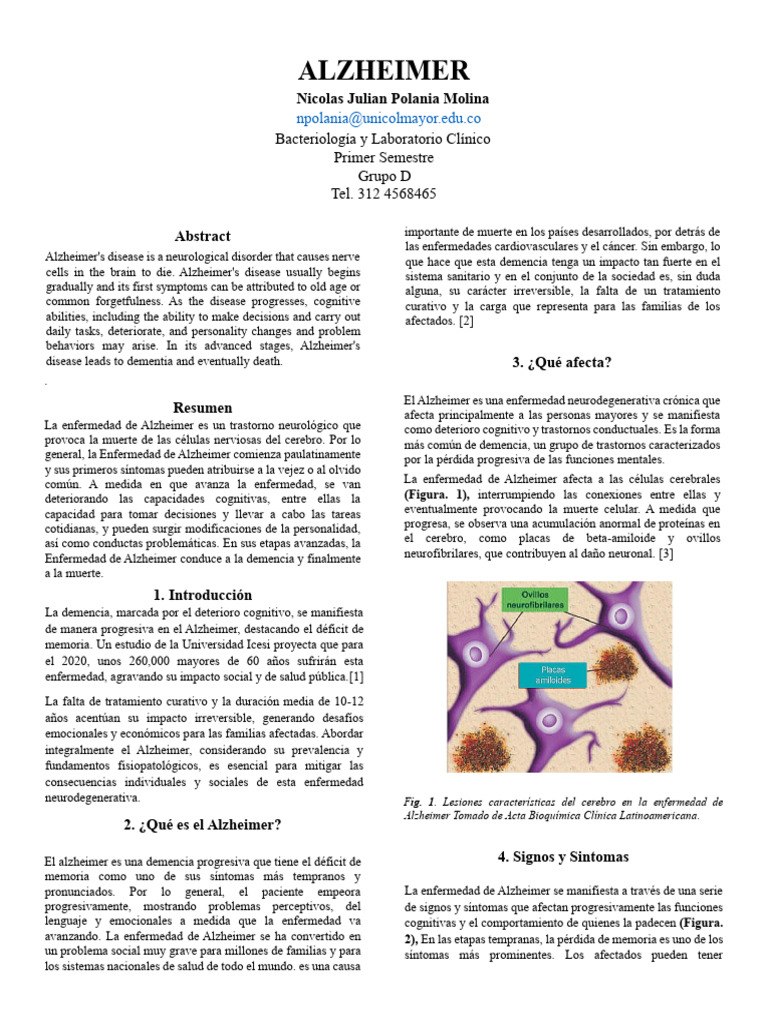 EL ALZHEIMER | PDF | Enfermedad de Alzheimer | Demencia