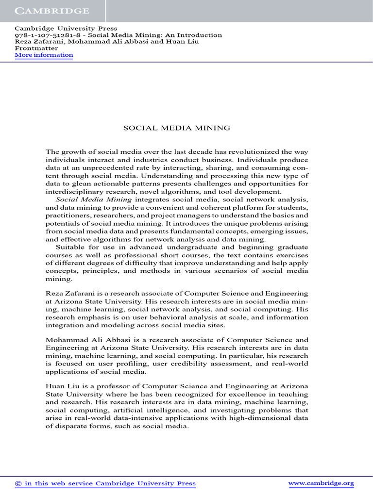 Social Media Mining | PDF | Social Media | Popular Culture & Media Studies